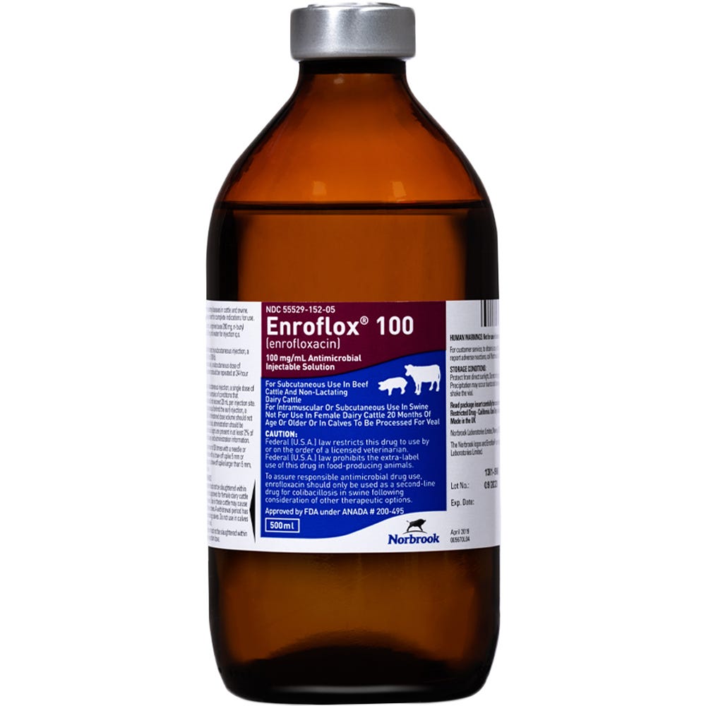 ENROFLOX 100 INJECTION 500 ML (RX) - www.farmandranchexperts.com